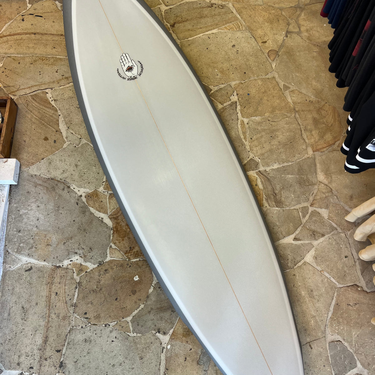 6'10 Byrning Spears Six Channel Single Fin Surfboard (2 Tone Grey ...